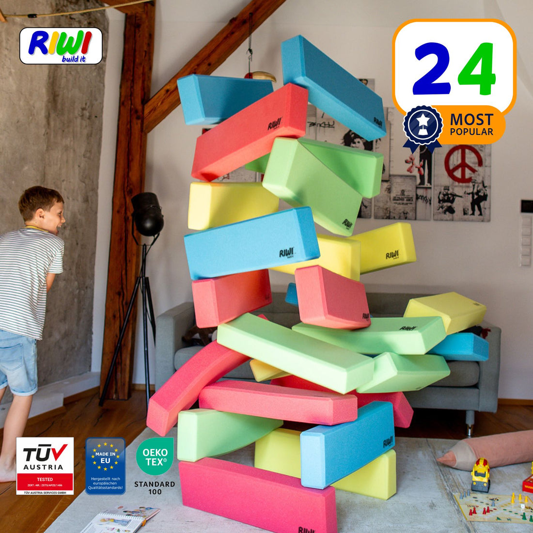RIWI XXL Building Blocks - gigantyczne, miękkie klocki dla dzieci ...
